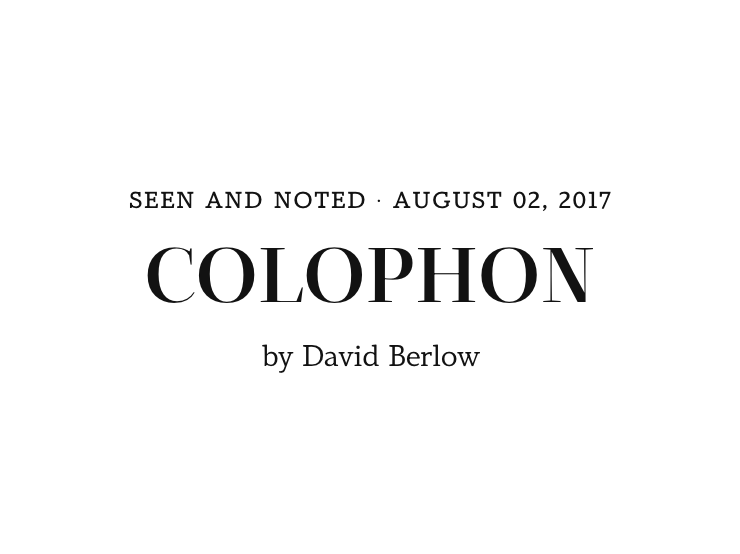 Colophon · Type Network